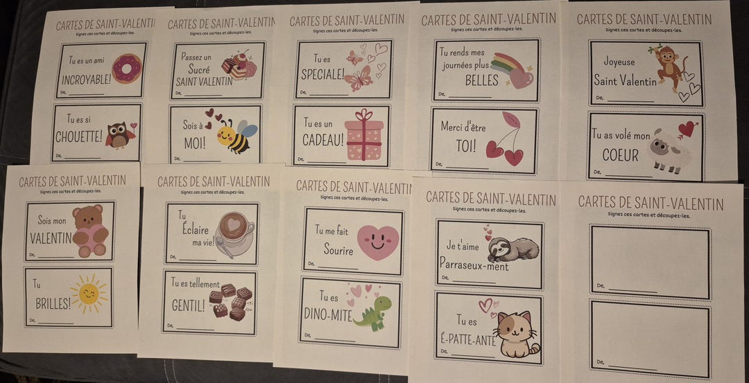 French Valentine's Day Cards for Kids | 20 Printable Classroom ...