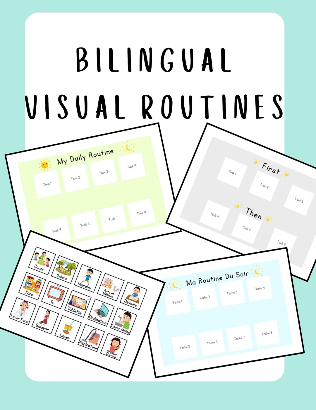 PDF Bilingual Visual Routine Charts (english + French) | Kids Visual ...