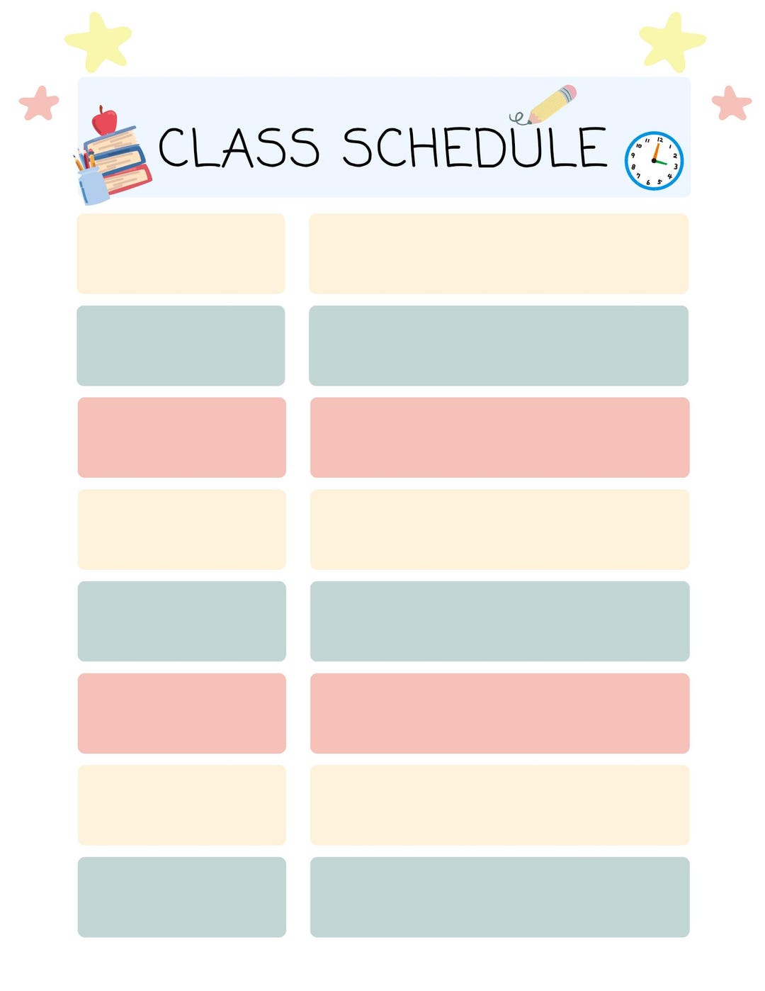 Blank Class Schedule | Printable Weekly School Schedule | Homeschool ...