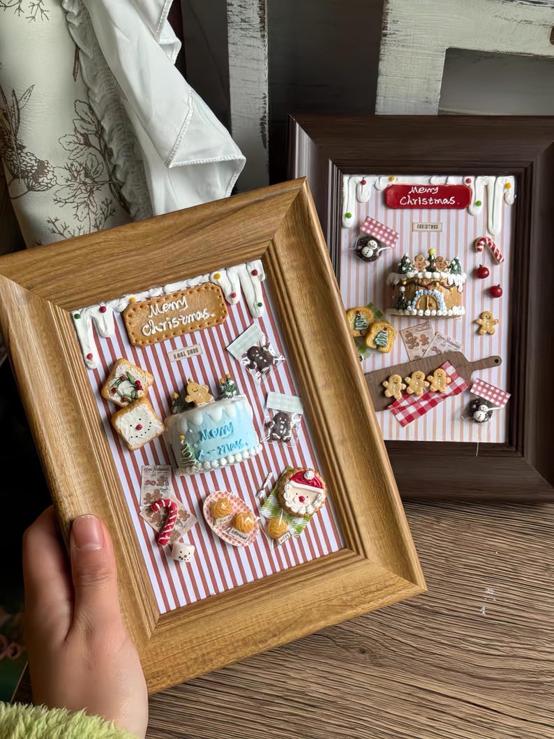 Vintage Christmas Photo Frame | Handmade Distressed Wood Frame | Rustic ...