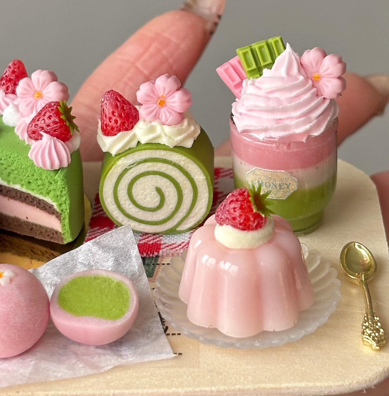 Miniature Sakura Dessert Set | Dollhouse Mini Food Accessories ...