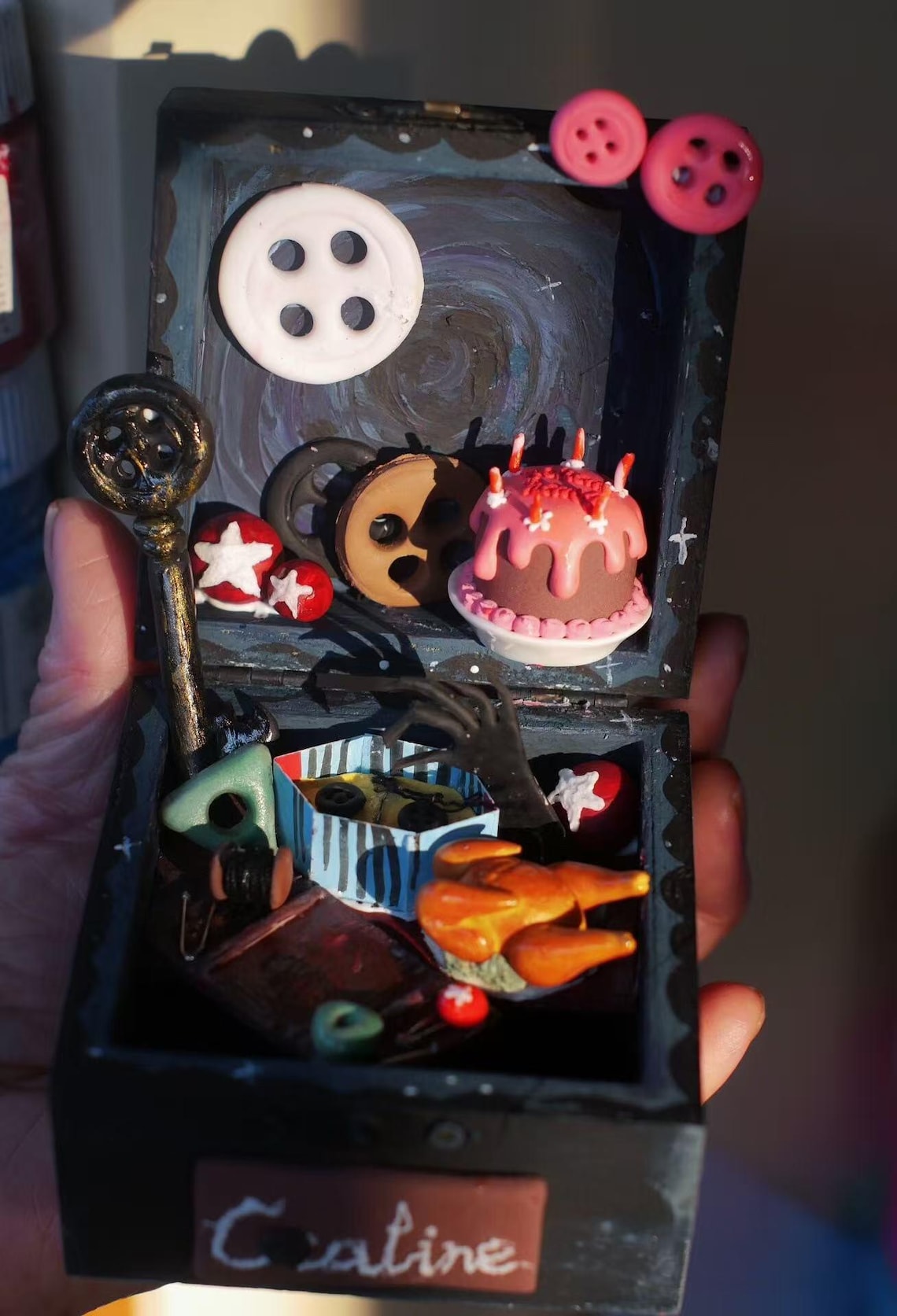 Coraline Jones Miniature Box | Button Eyes Dollhouse Diorama | Beldam ...