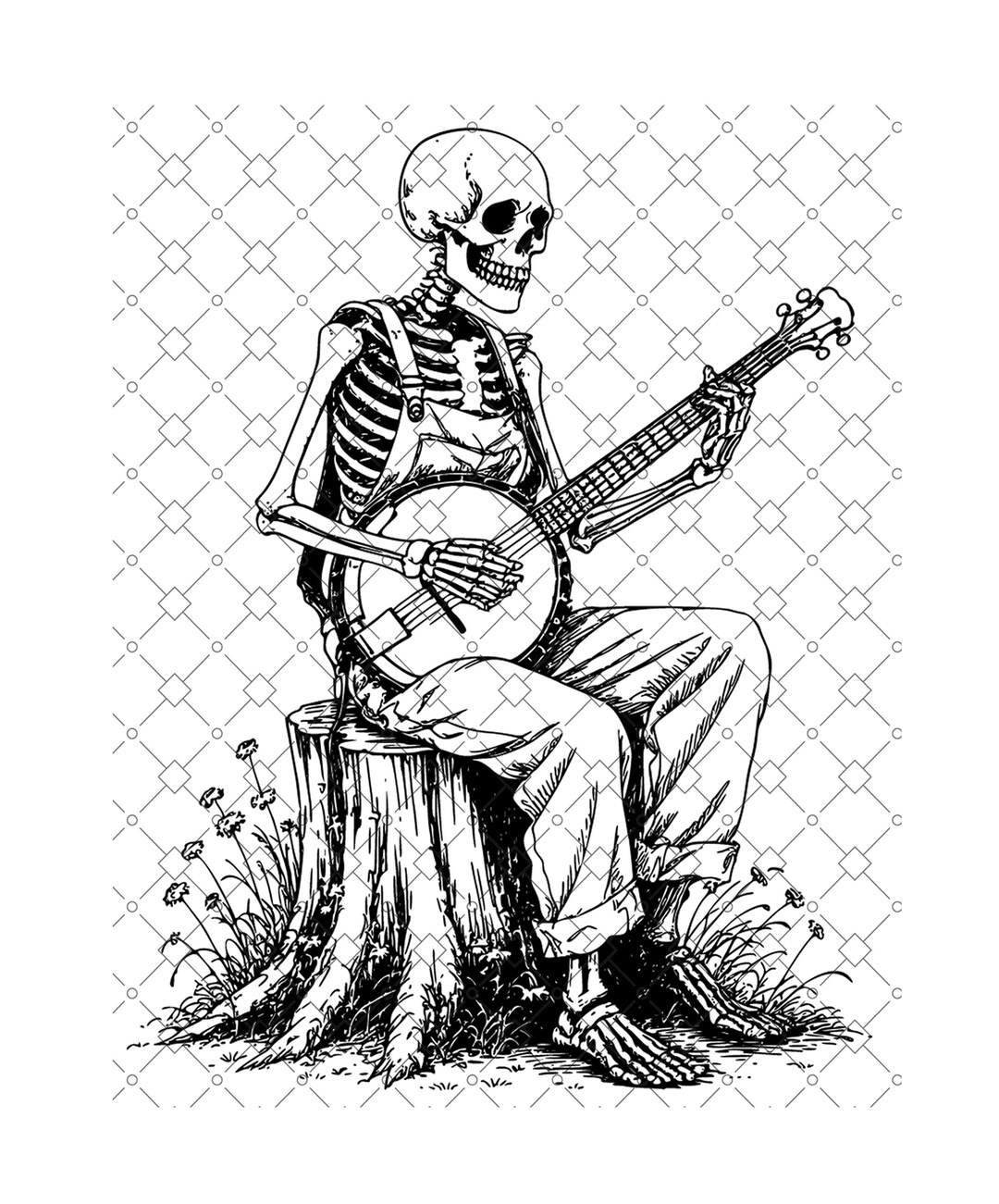 Skeleton Playing Banjo #10 Digital Files Svg Png Dxf Pdf Laser Cutting ...