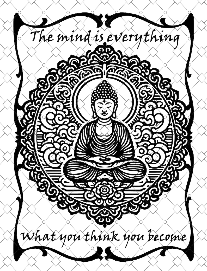 Buddha Mindfulness Line Art Digital Download for Screen Printing, CNC ...