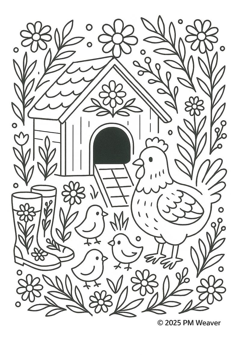 Chicken Coloring Pages Printable | Farm Animal Coloring Sheets for Kids ...