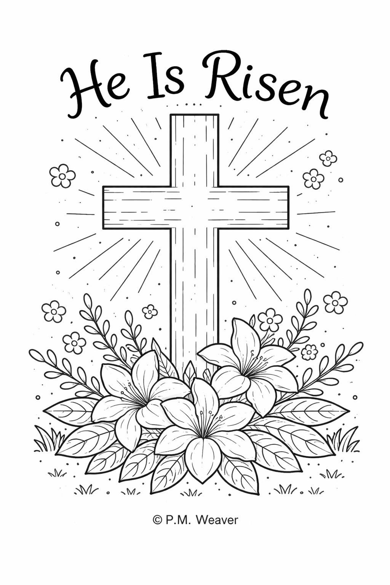 Christian Easter Coloring Pages Printable | Cross Coloring Page for ...