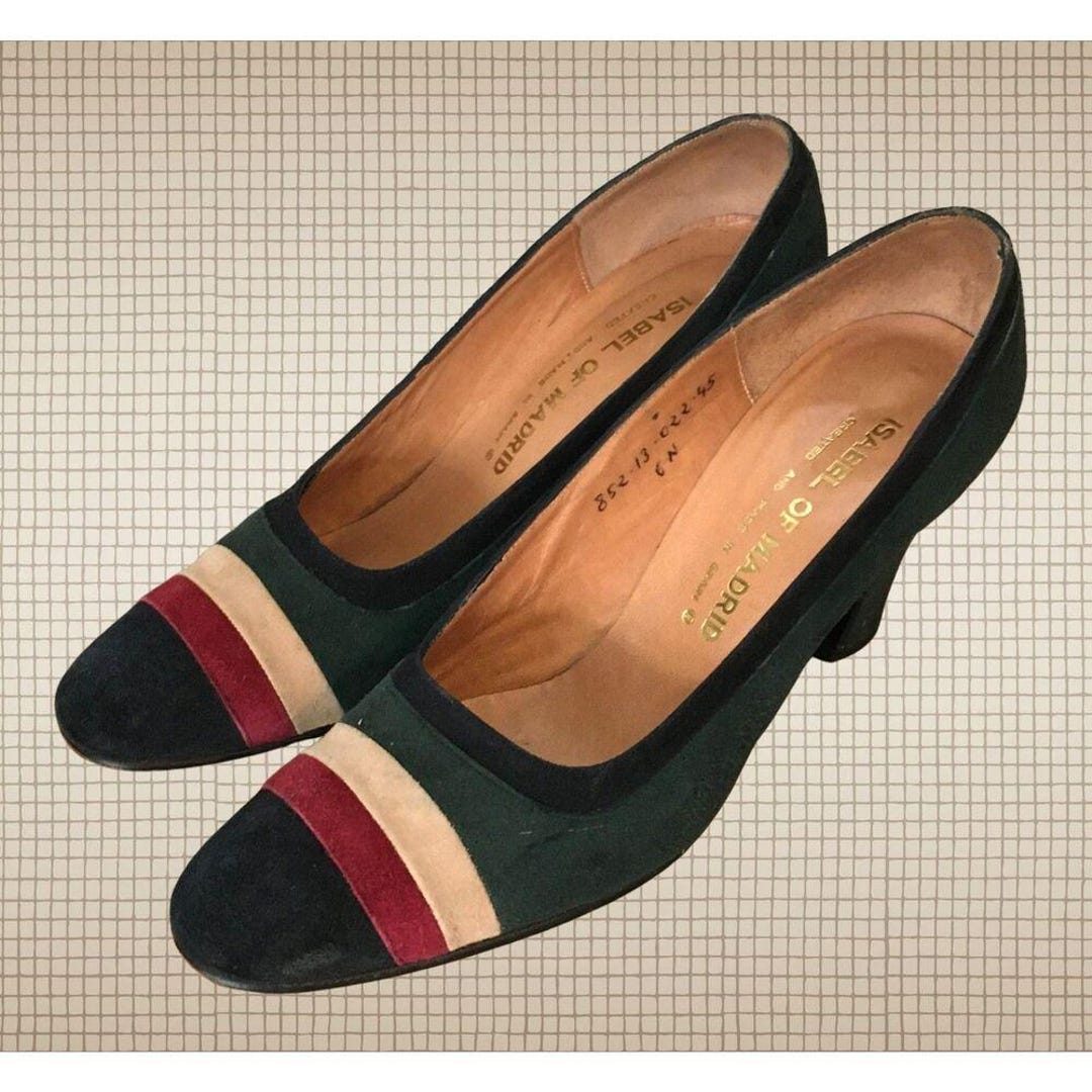 Vintage Isabel of Madrid Suede Pumps – 1960s/70s Multicolor Heels, Size ...