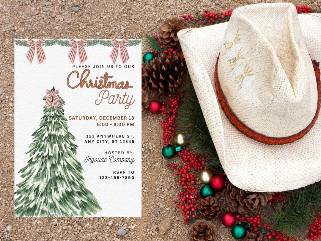 Cowboy Christmas Party Invitation – Digital Download | Western Holiday ...
