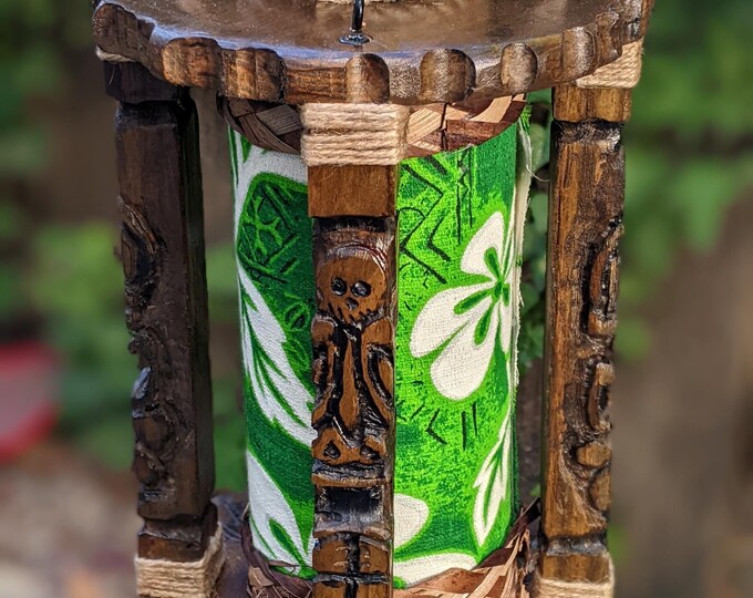 Round Green Fabric Tiki Lamp - Etsy