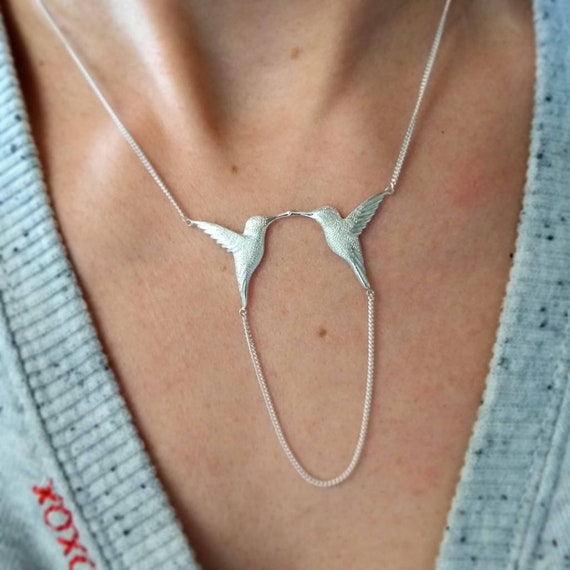 Twin Hummingbird Hummingbirds Jewelry Silver Hummingbird Necklace Lovebirds Twin Gift Bird Jewelry Hummingbird Jewelry Etsy