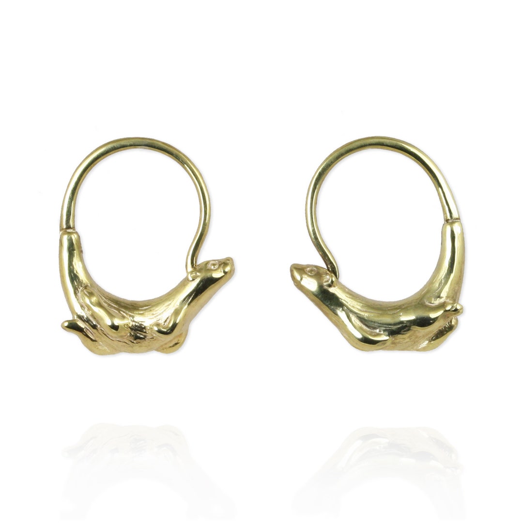 Handmade Sterling Silver Otter Hoop Earrings: Animal Lover Jewelry - Etsy