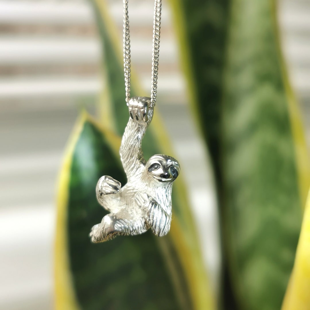 Handmade Sloth Pendant Necklace: Recycled Sterling Silver or Gold ...