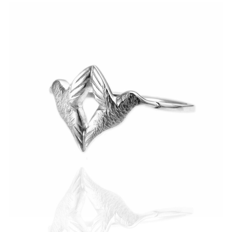 Hummingbird Ring Silver Bird Jewelry Twin Ring Handmade - Etsy