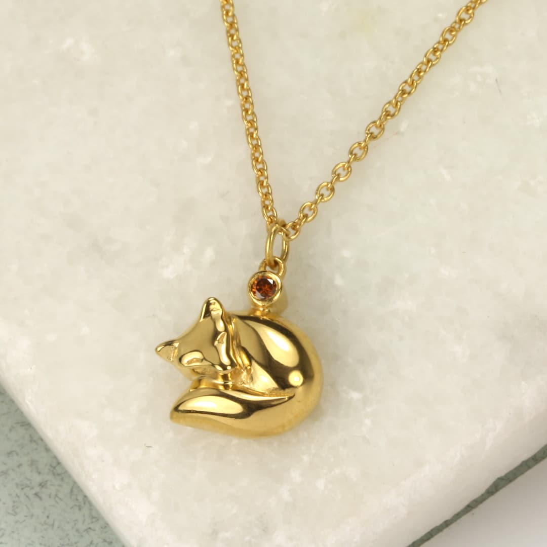 Personalized Fox Necklace: Sterling Silver or Gold Fox Jewelry With ...
