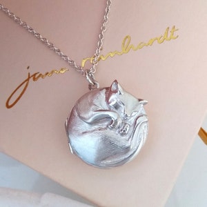 Handmade Sterling Silver Cat Locket Necklace: Pet Photo Keepsake, Cat ...