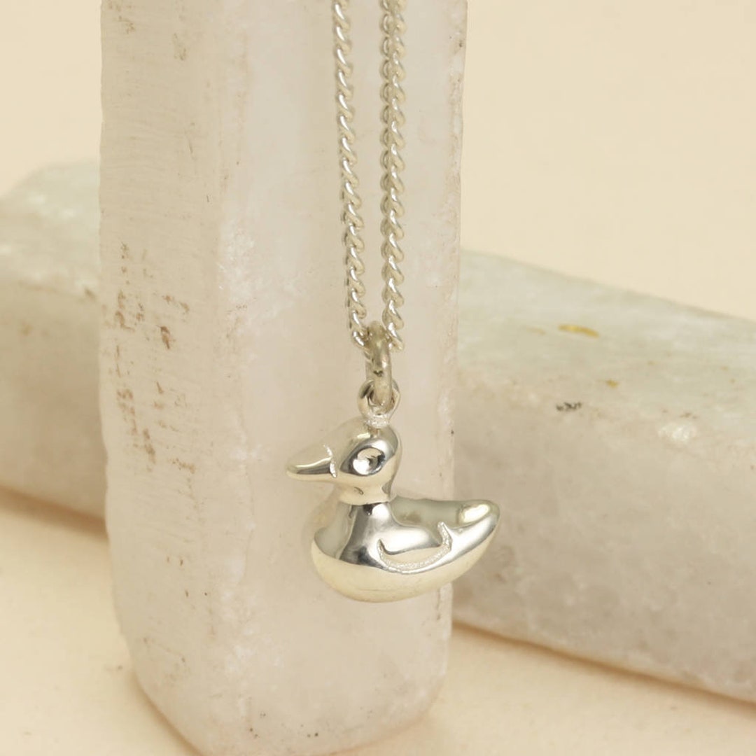 Duck Necklace, Tiny Duckling Pendant, Sterling Silver Duckling Necklace ...