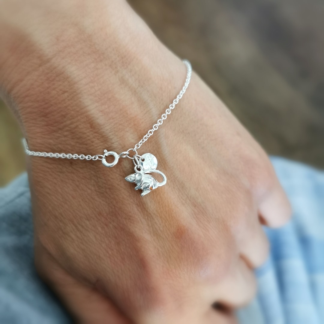 Dainty Mouse Bracelet: Handmade Recycled Sterling Silver or Gold - Etsy