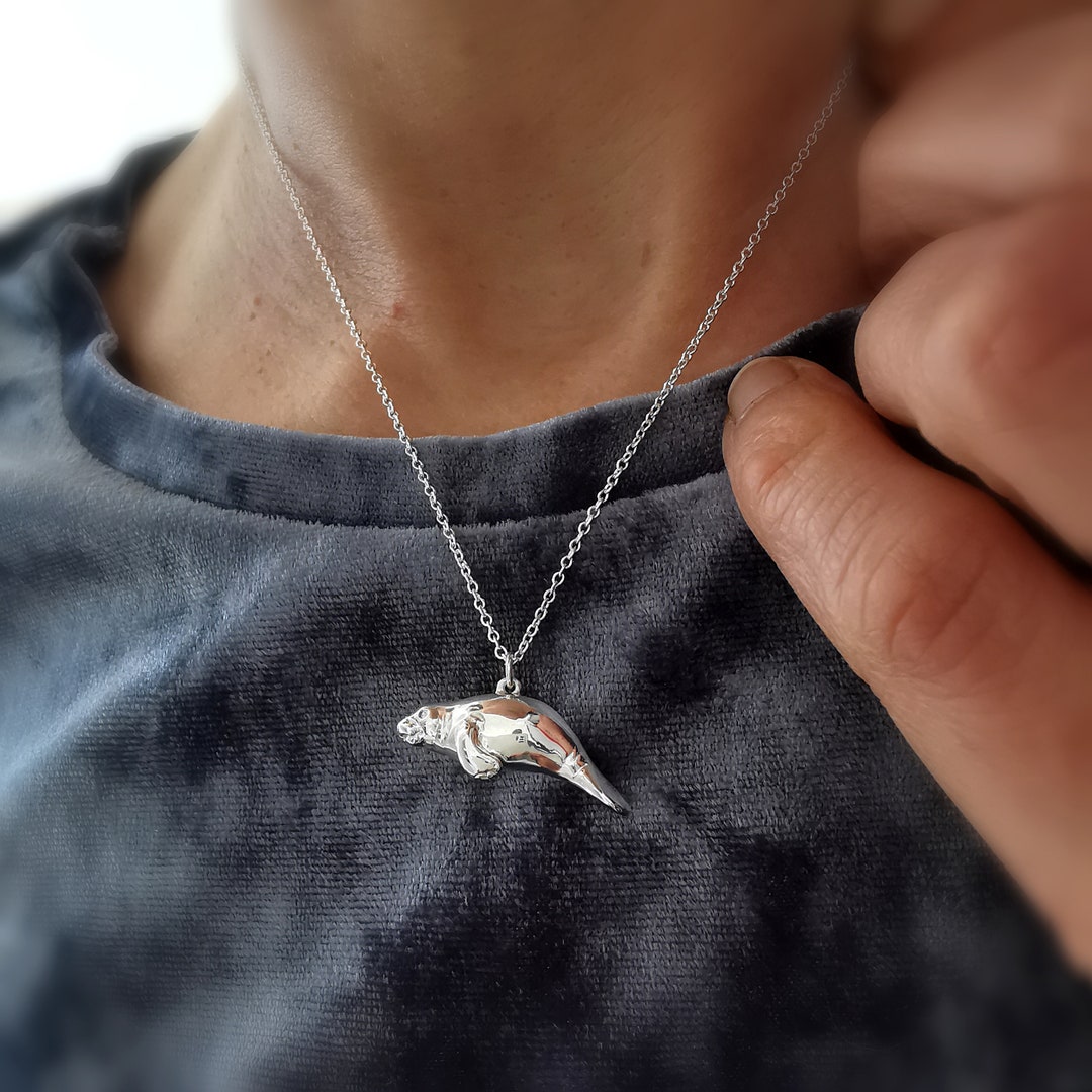 Handmade Manatee Necklace: Recycled Sterling Silver or Gold Ocean ...