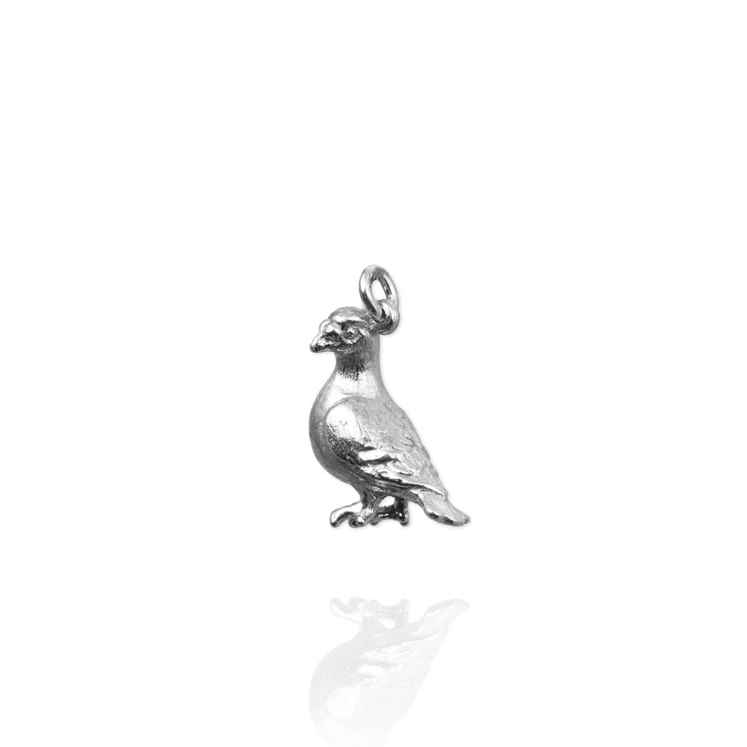 Handmade Pigeon Charm Necklace: Recycled Sterling Silver or Gold Bird ...