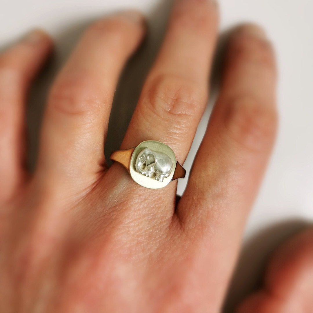 Elephant Signet Ring, Silver Elephant Ring, Gold Elephant Jewelry ...