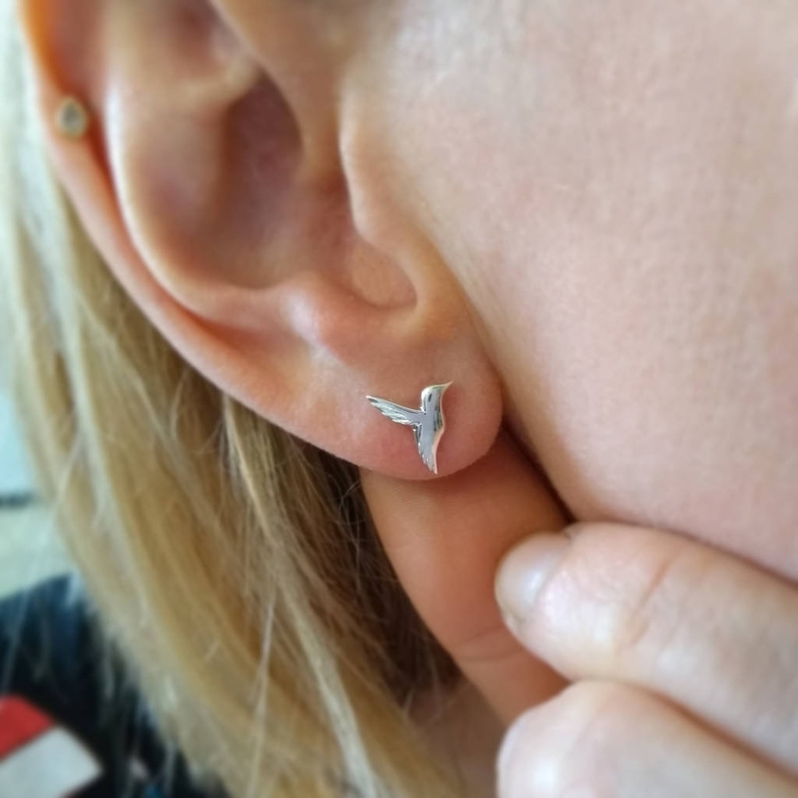 Hummingbird Ear Studs Small Hummingbird Earrings Sterling - Etsy