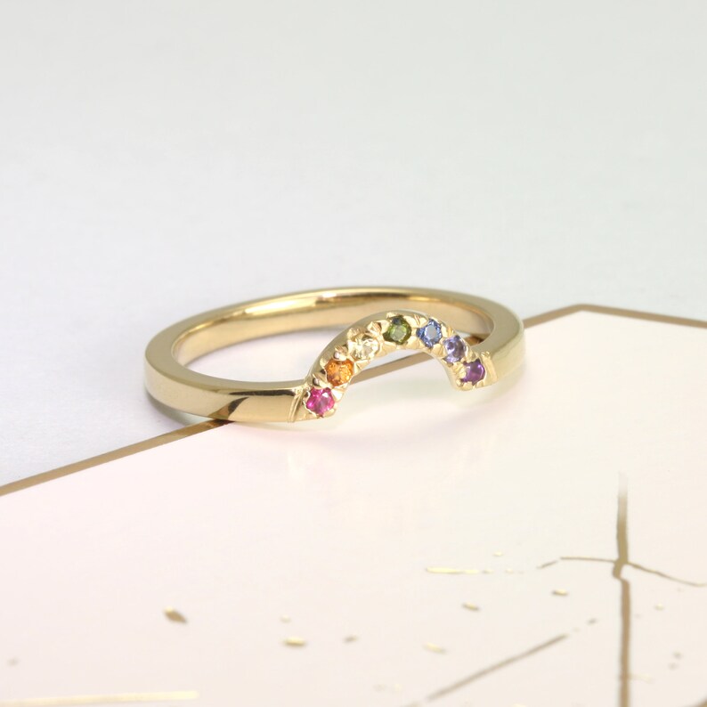 9ct Gold Rainbow Ring - Etsy