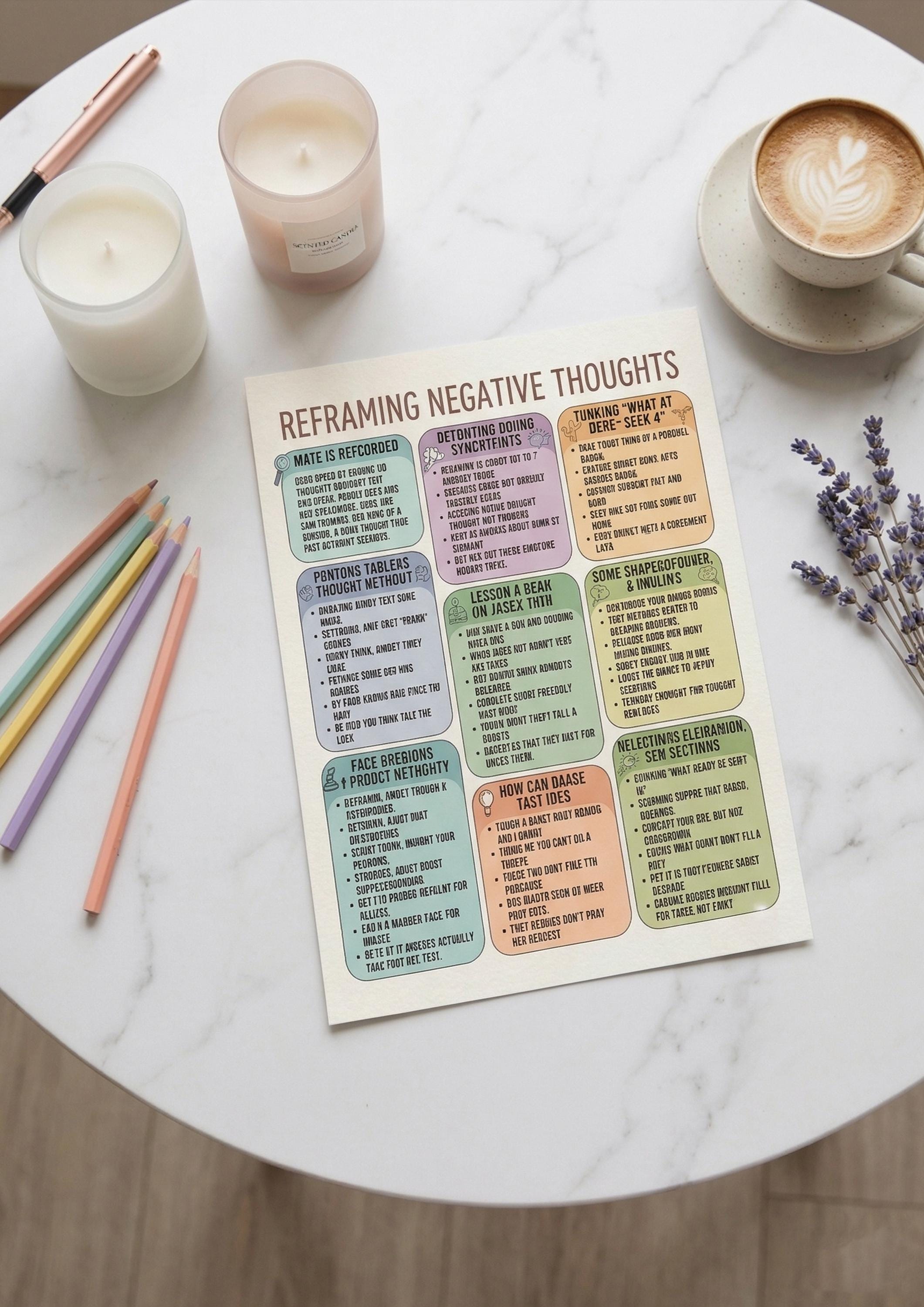Reframing Negative Thoughts Cheatsheet, Cognitive Shift Guide, Thought ...
