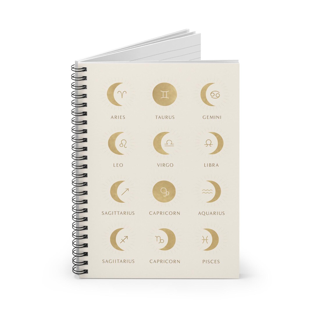 Minimalist Zodiac Moon Phase Grid Notebook | Astrology Journal ...