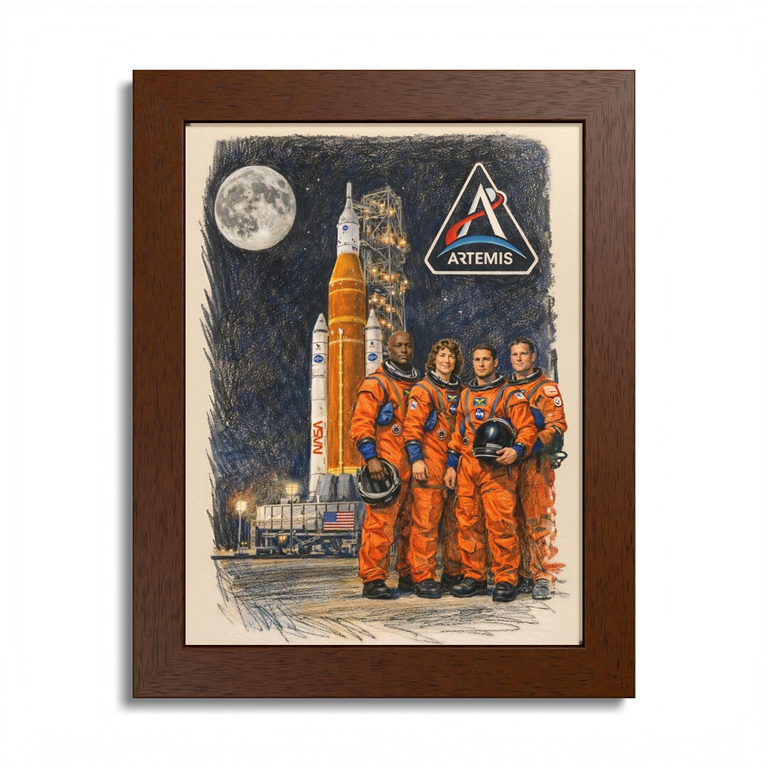 Artemis II Crew With SLS Nighttime Poster - Etsy