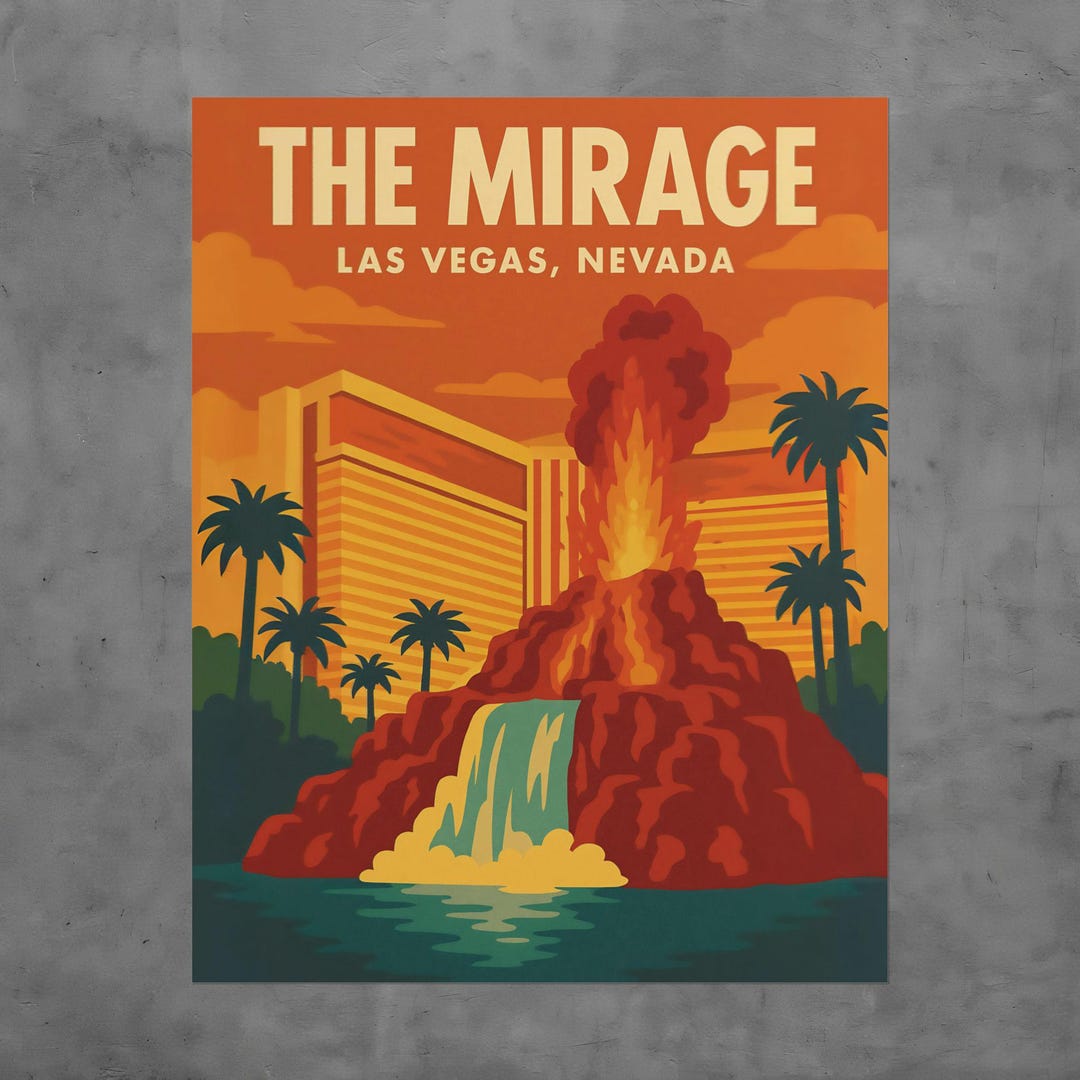 Vintage Mirage Las Vegas Poster, Retro Vegas Travel Print - Etsy