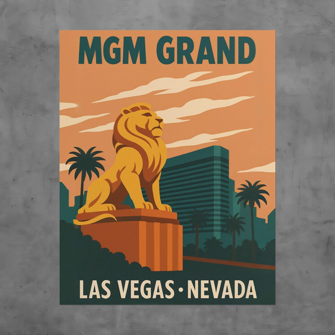 Vintage MGM Grand Las Vegas Poster, Retro Travel Print - Etsy