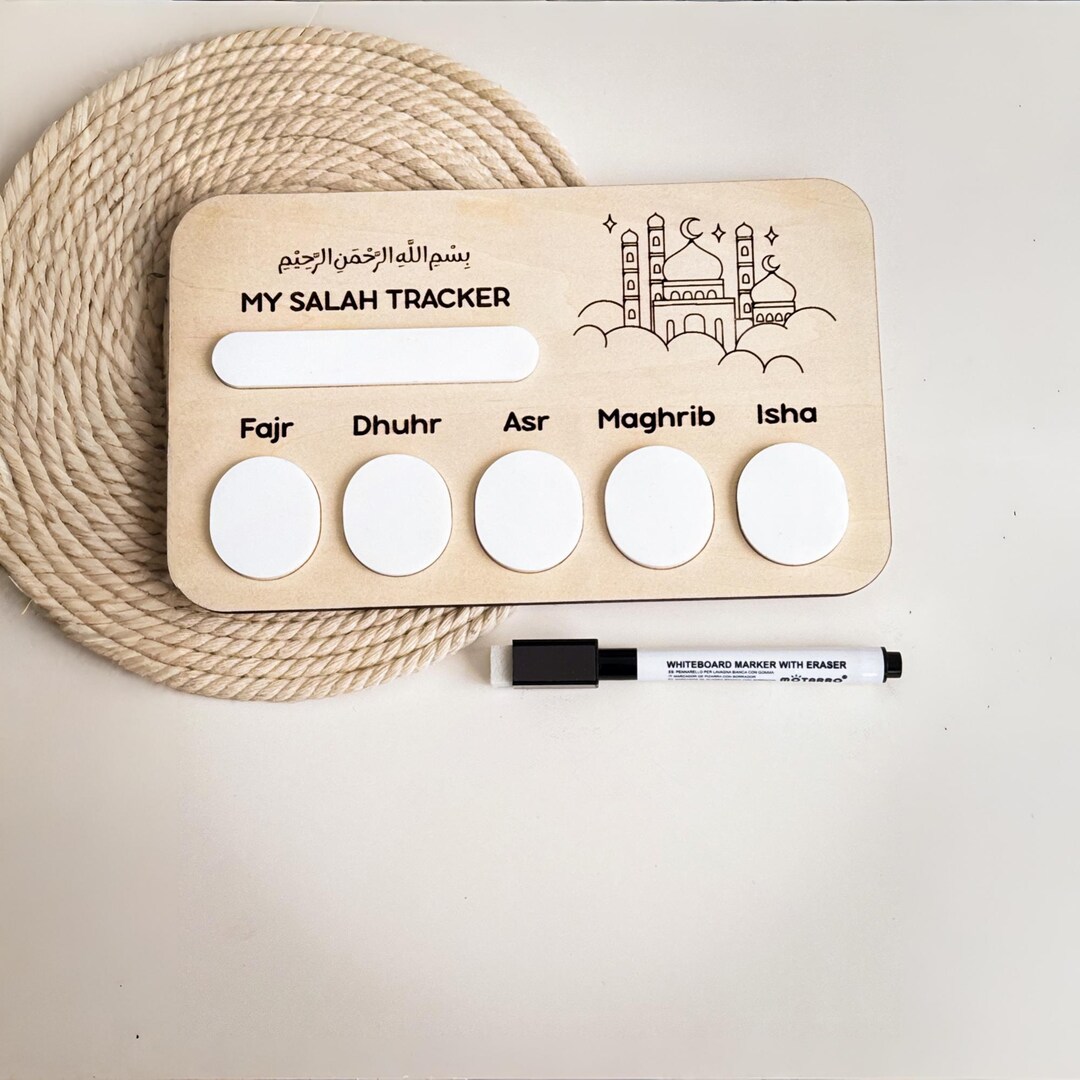 Reusable Prayer Board for Kids Salaah Tracking, Wooden Salaah Chart ...