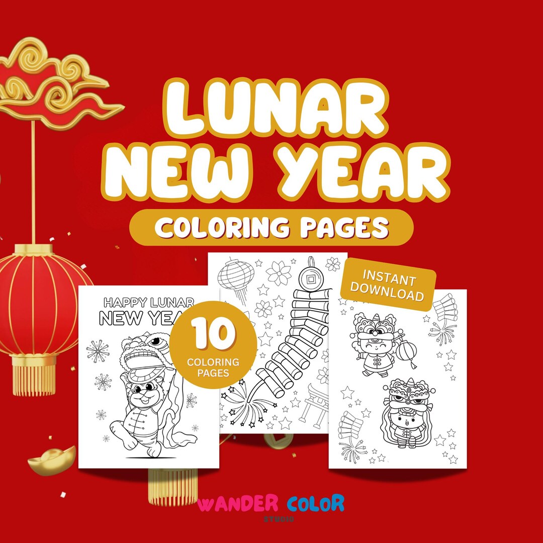 Lunar New Year Coloring Book | Dragons, Lanterns (digital Download) - Etsy