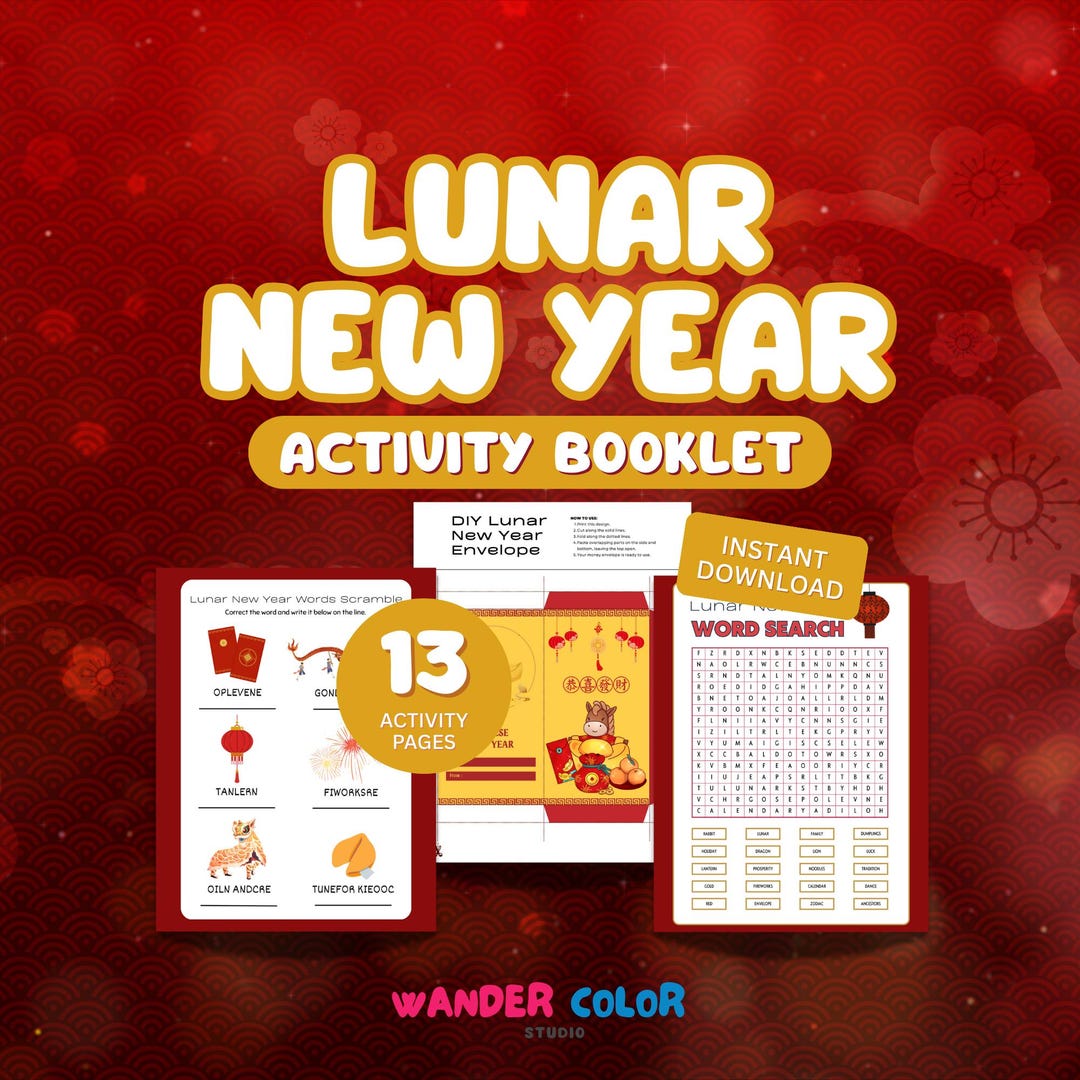 Lunar New Year Kids Activity Book | Printable Games & Puzzles (PDF) - Etsy