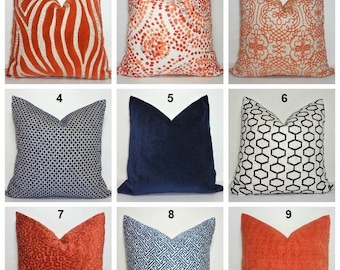 Navy orange pillow | Etsy