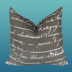 Brown Purple French Script Pillow Penmanship Decorative Pillow - Etsy