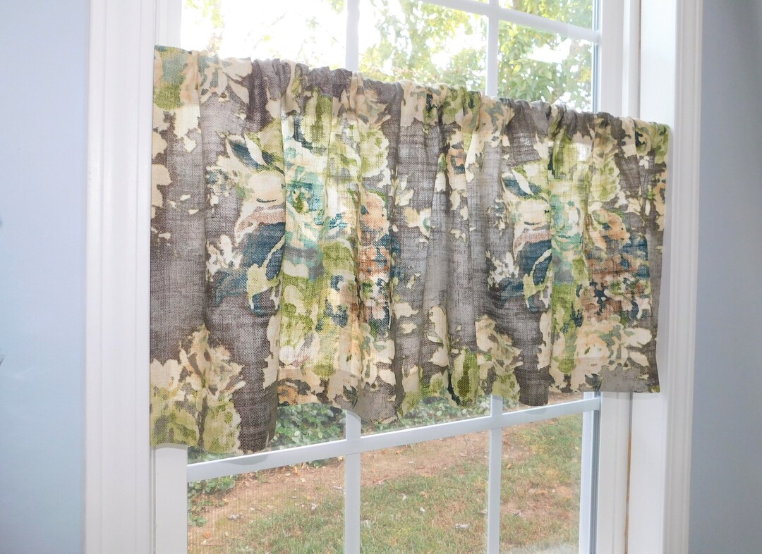 Curtain Valance Topper Window Valance 52x15 Taupe Grey Sage Green ...