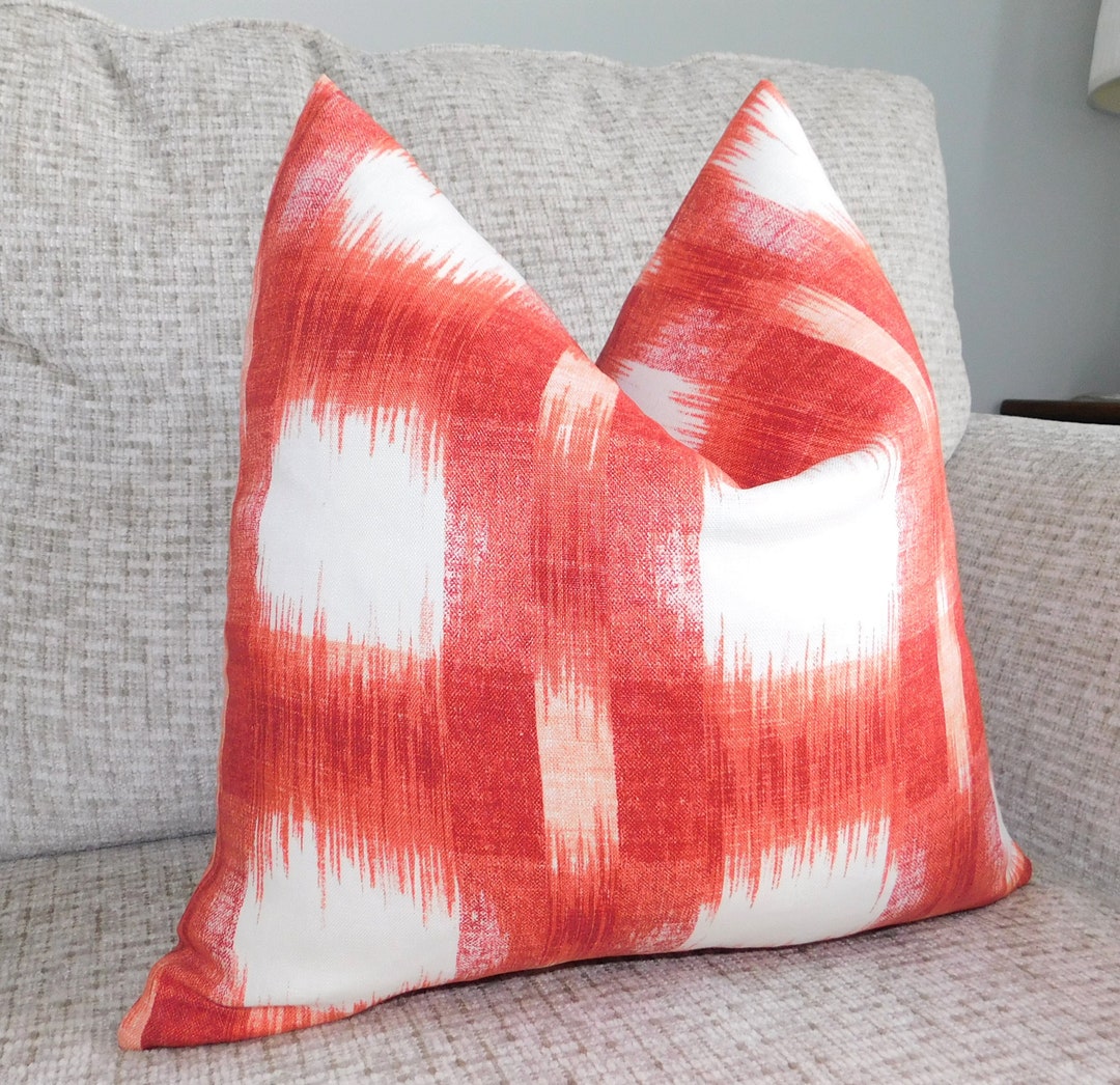 Williamsburg Linen Red White Ikat Plaid Buffalo Check Pillow Cover ...