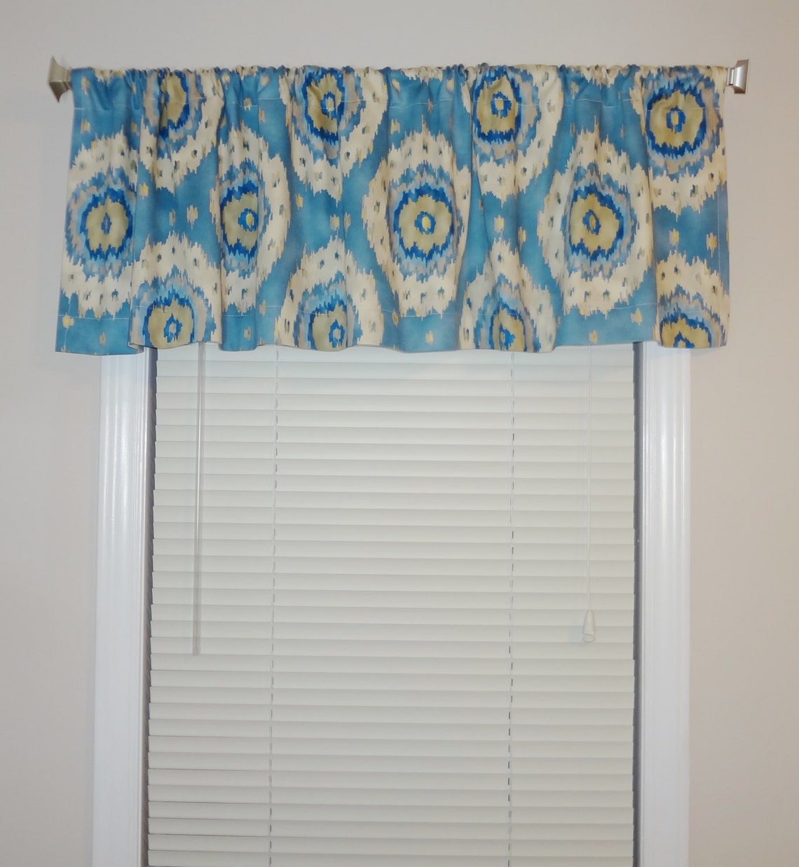 SALE Curtain Valance Topper Window Valance 52x15 Blue Metallic - Etsy
