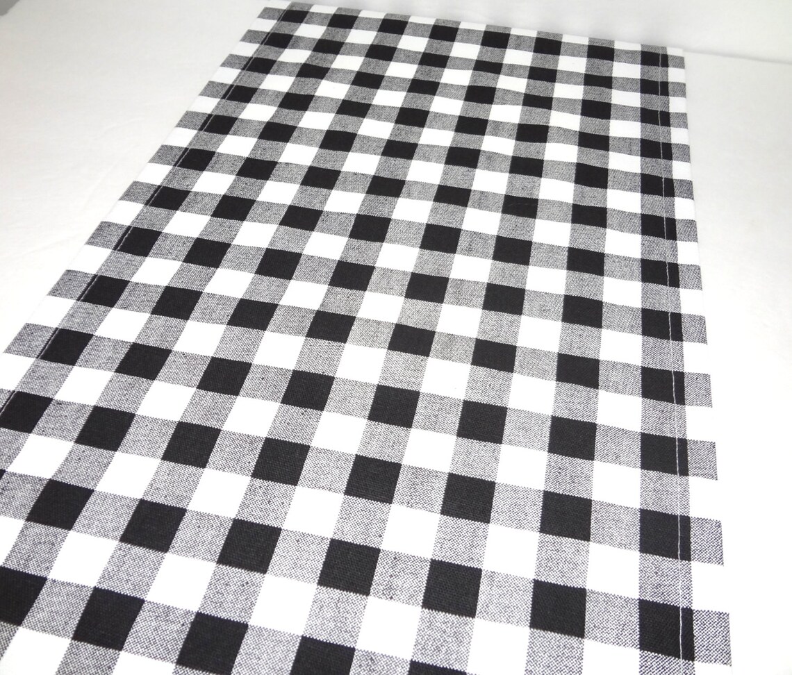 Black & White Checkered Table Runner Tablecloth Black Plaid | Etsy
