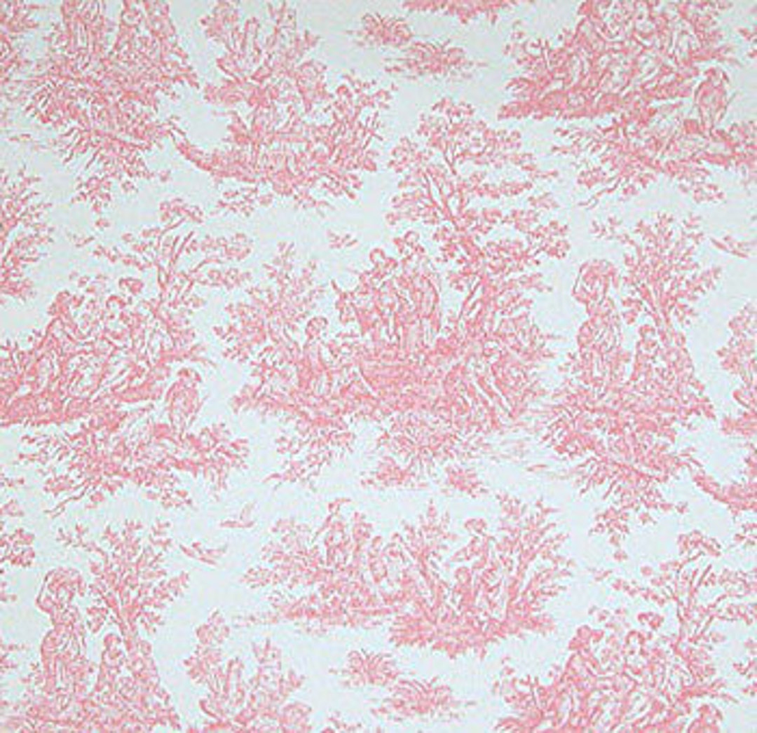 Pink Toile Curtain Panels, Jamestown Print, Set of 2 - Etsy