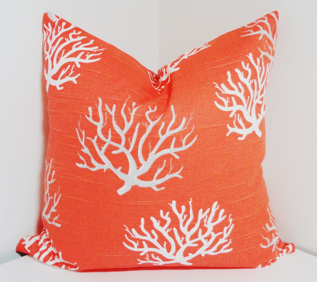Ocean Coral Salmon Orange Pillow Covers Orange White Grey Coral Pillow ...