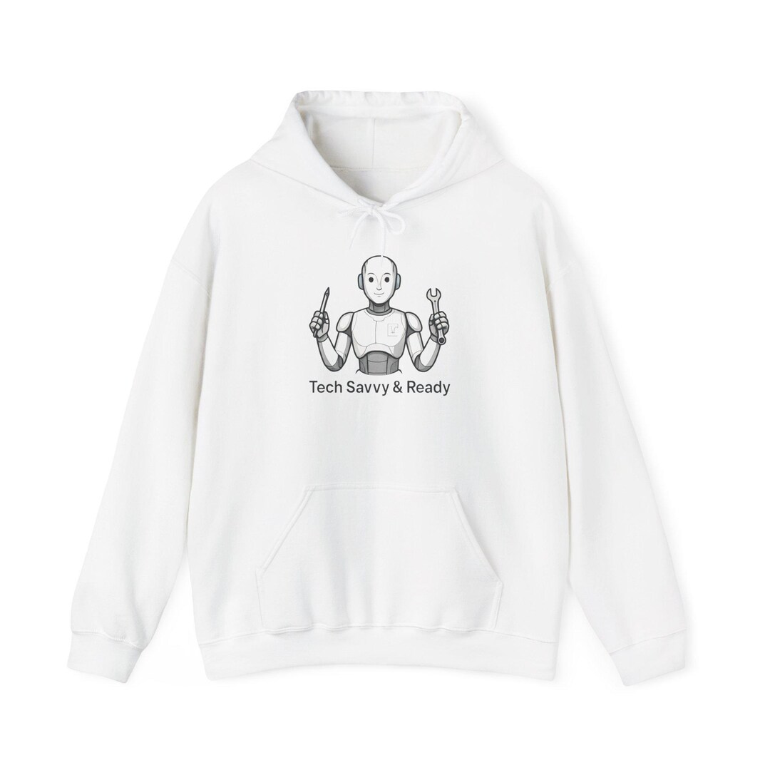 Tech Savvy Robot Hoodie | Robot Illustration Hooded Sweatshirt - Etsy