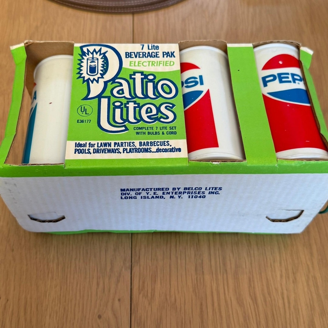VTG Pepsi Patio Lites Electric 7 Lite Beverage Pak Party String Lights ...