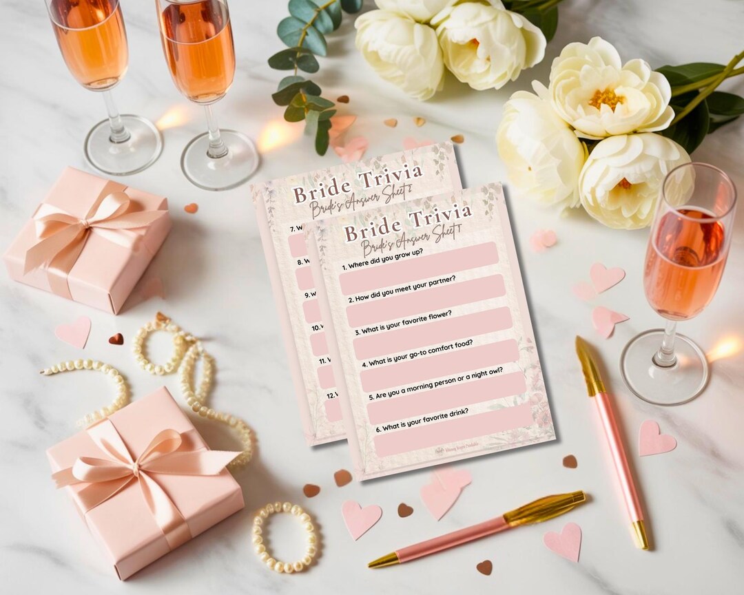 Bridal Shower Trivia Game Printable – Elegant Floral Bride Trivia ...