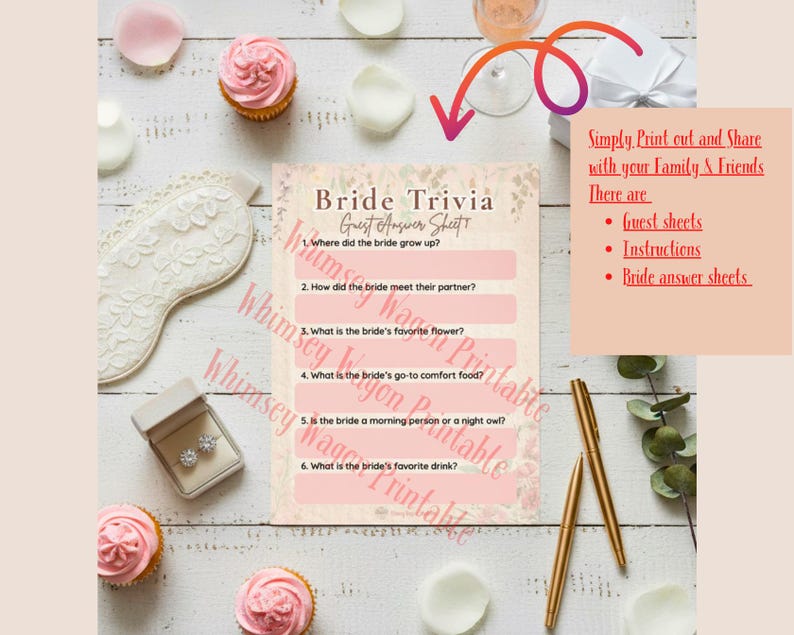 Bridal Shower Trivia Game Printable – Elegant Floral Bride Trivia ...