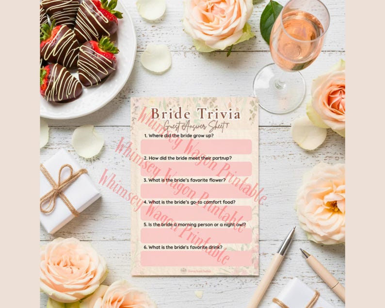 Bridal Shower Trivia Game Printable – Elegant Floral Bride Trivia ...