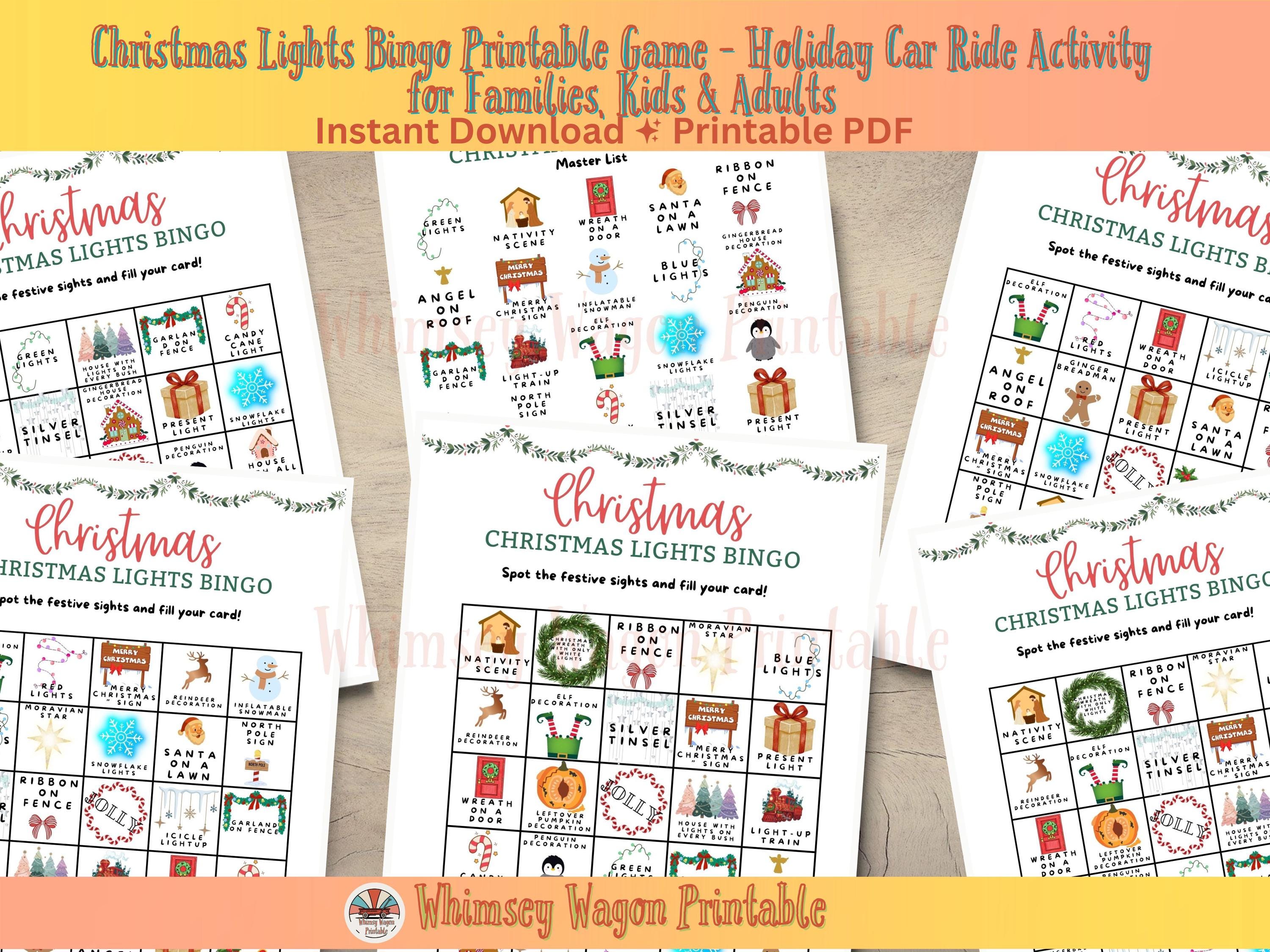 Christmas Lights Bingo Printable Game – Holiday Car Ride Activity for ...
