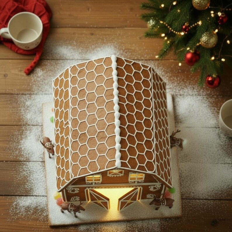 Gingerbread House Barn Template - Easy Pattern - Etsy