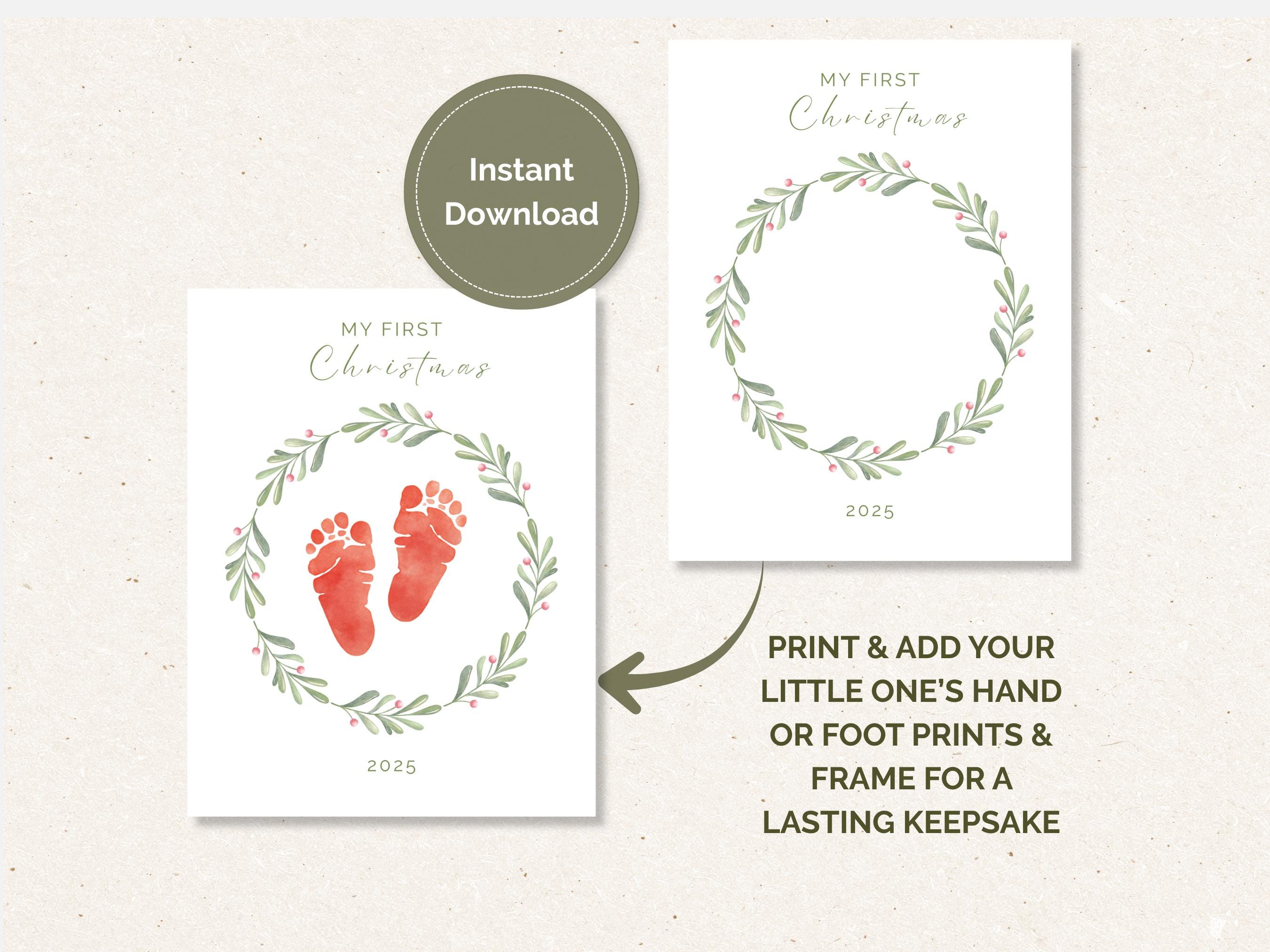 Baby’s First Christmas Printable | DIY Handprint or Footprint Art ...